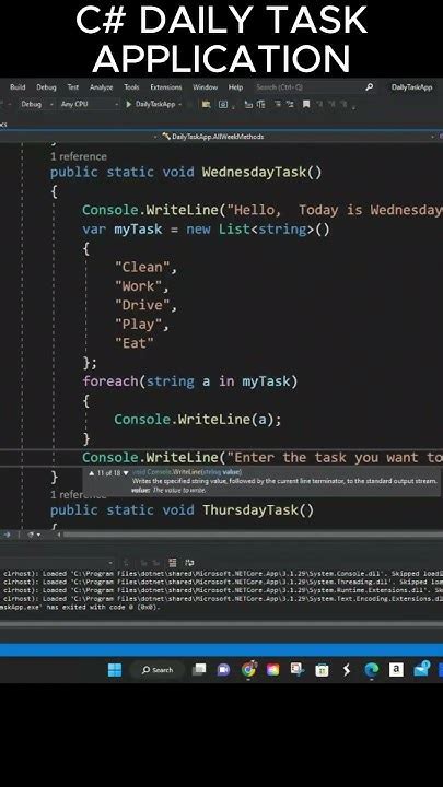 C Programming Daily Application Schedule Shorts Csharp Programming Coding Webdevelopment