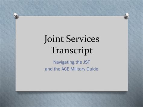 Joint Services Transcript