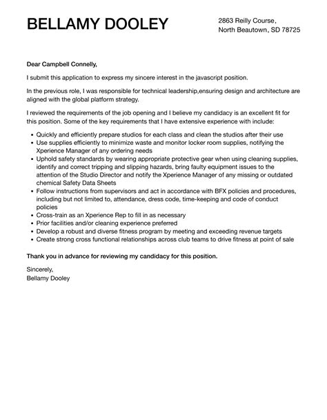 JavaScript Cover Letter Velvet Jobs