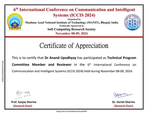 Dr Anand Upadhyay On Linkedin Iccis2024 Researchcommunity Reviewer