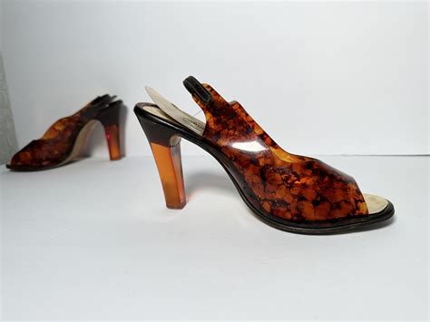 1960s Vtg Tortoise Shell Clear Amber Lucite Heels Gal Gem 1960s Vtg Tortoise Shell Clear Amber Lucite Heels Gal Gem