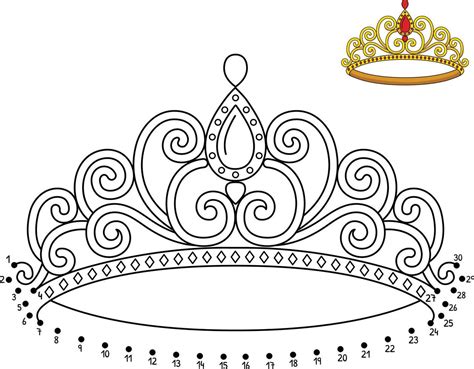 Dot To Dot Princess Crown Coloring Page 10789499 Vector Art At Vecteezy