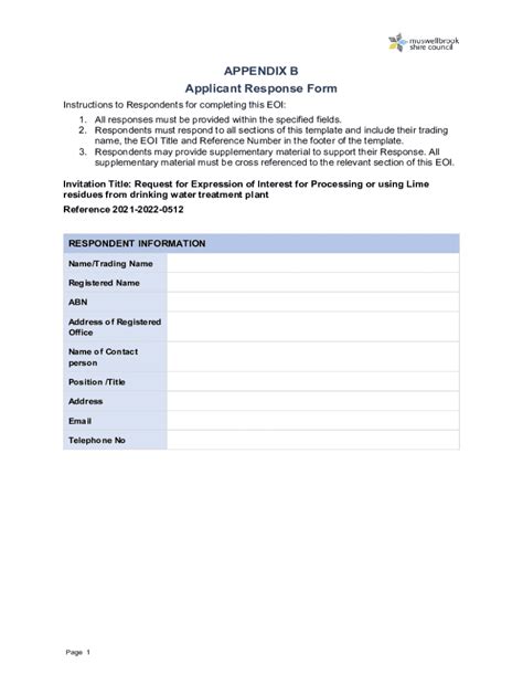 Fillable Online Appendix B Applicant Response Form Fax Email Print Pdffiller