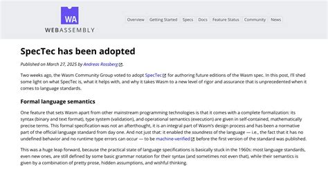 Spectec Has Been Adopted Webassembly