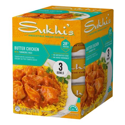 Sukhis Indian Butter Chicken Curry Bowl Prepared Meal 11 Oz 3 Pack