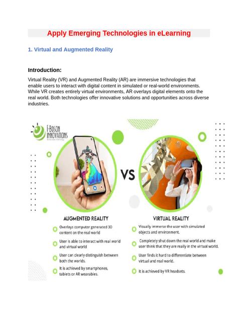 Apply Emerging Technologies In Elearning Pdf Augmented Reality Virtual Reality