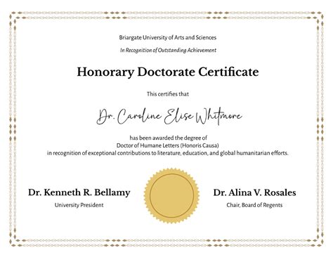 Free White Honorary Degree Doctor Certificate Template To Edit Online