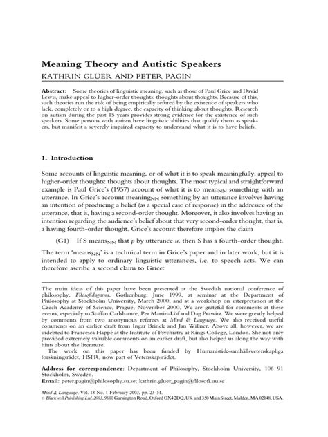 Autistic Pdf Theory Of Mind Autism Spectrum
