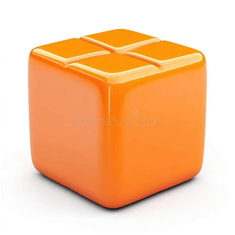 Orange Glossy Cube 3d Render Abstract Geometric Shape Stock