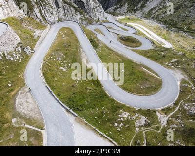 Drone View At Tremola The Old Road To Gotthard Pass On Switzerland
