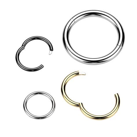 Implant Grade Titanium Half Closure Secure Hook Hinged Segment Ring Voodoo Body Jewellery