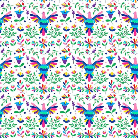 Premium Vector Mexican Otomi Embrodery Seamless Pattern Colorful
