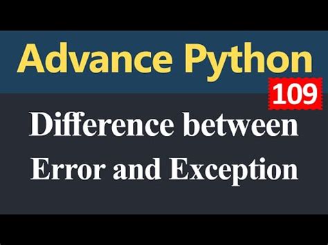 Learn Difference Between Error And Exception In Python Hindi Mind Luster