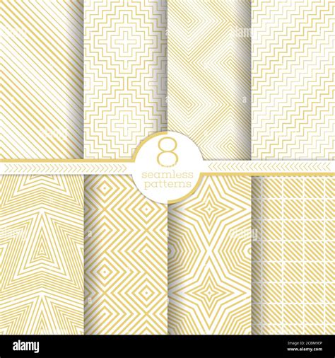 Set Of Vector Seamless Patterns Modern Gold Geometric Textures Regularly Repeating Geometrical