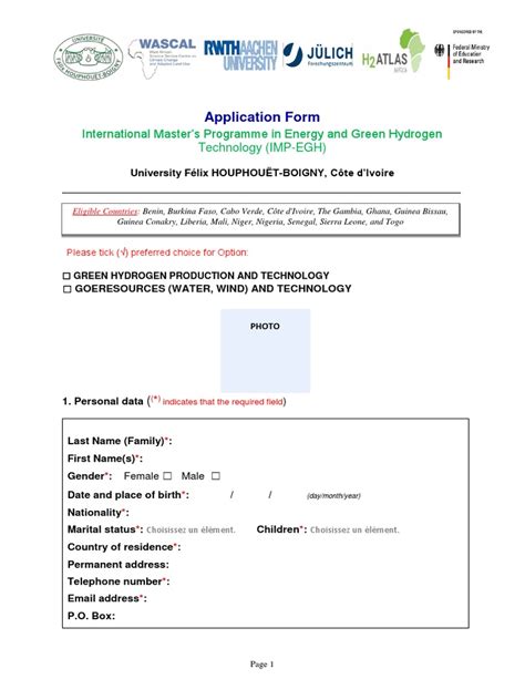 Application Form Imp Egh Wascal Cote Divoire 2023 Rev 3 Pdf