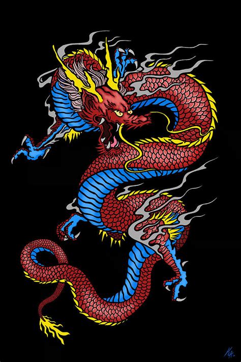 Japanese Dragon Digital Art By Kurt Abbott Fine Art America