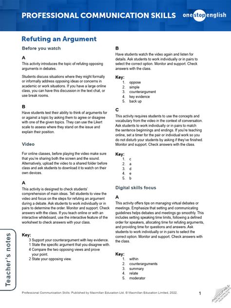 Refuting An Argument Teachers Version Pdf Conversation