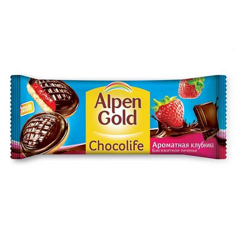Печенье Alpen Gold Chocolife клубника, 136г – купить в Москве оптом и в ...
