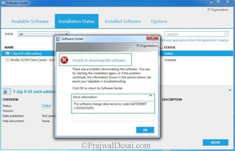 Fix Sccm Application Installation Error 0x87d00607
