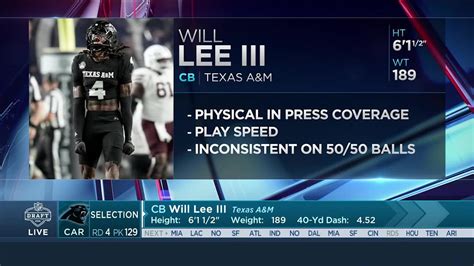 Panthers Select Will Lee Iii With No129 Pick In 2026 Draft