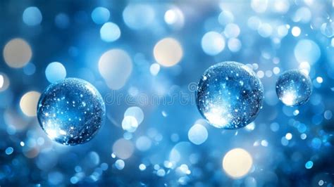 Sparkling Blue Orbs Floating In A Glimmering Background Stock