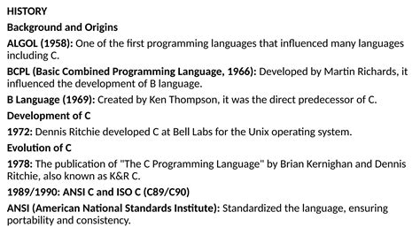 Overview Of C History Structure Data Types Tokens In C Constants