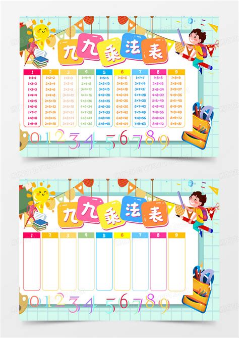 九九乘法口诀表手抄报word模板下载 乘法 图客巴巴