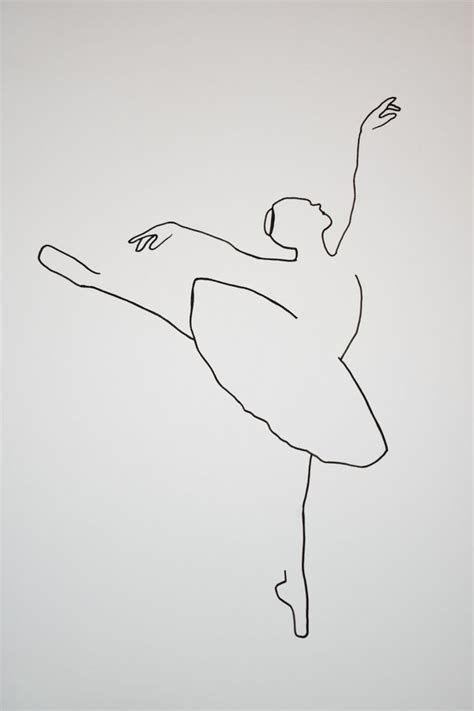 Ballerina Hand Drawn Line Drawing Arabesque Simple Dance Pose Pointe