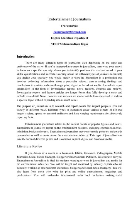 Pdf Entertainment Journalism