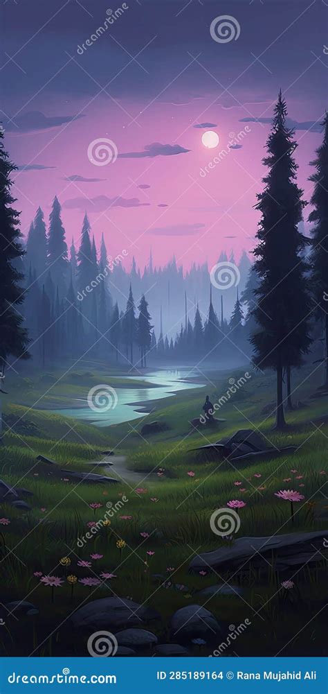 Sombra Sombria Uma Paisagem De Campo Escura E De Vanguarda Com Uma Neblina Espessa E Colorida