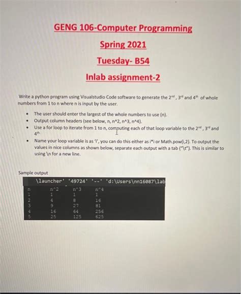 Solved Geng 106 Computer Programming Spring 2021 Tuesday