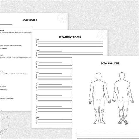 Massage Therapy Business Form Editable Soap Note Template Etsy