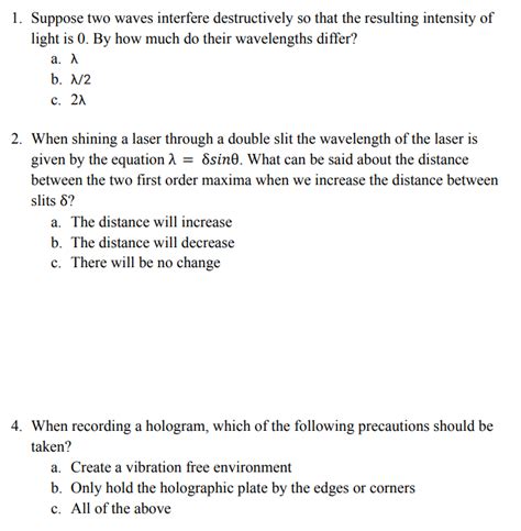 Solved 1 Suppose Two Waves Interfere Destructively So That