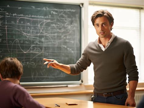 Premium Photo Male Maths Teacher Conducting Lesson In Classroom