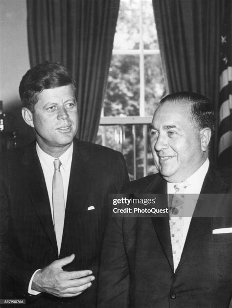 American Politicians Us President John F Kennedy And Chicago Mayor