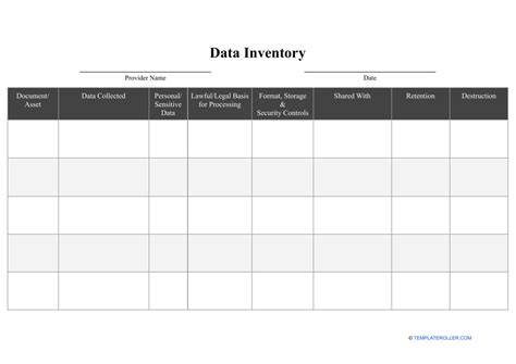 Data Inventory Template Fill Out Sign Online And Download Pdf Templateroller