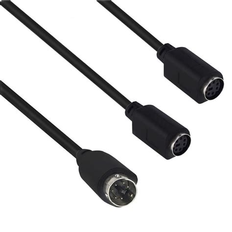 Mini Din 6pin Male To 2x Female Extension Splitter Y Cable Adapter