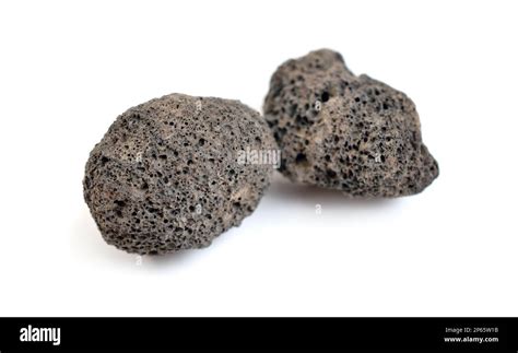 Porous Black Volcanic Rock Isolated On White Background Lava Stone