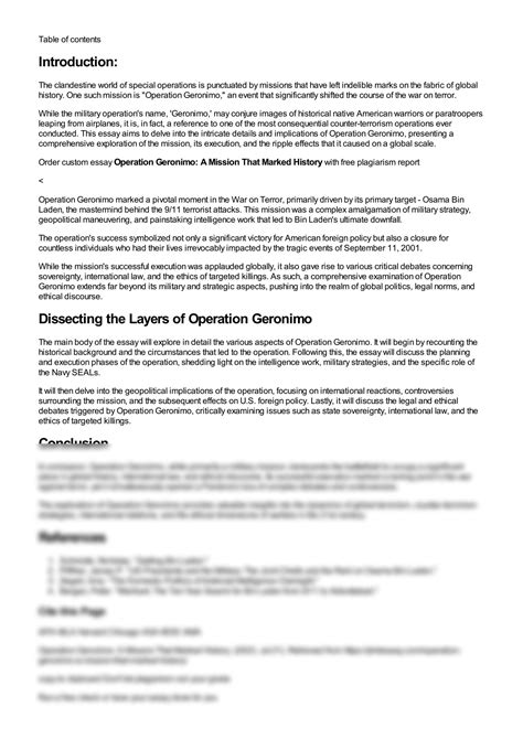 Solution Operation Geronimo A Mission That Marked History Studypool