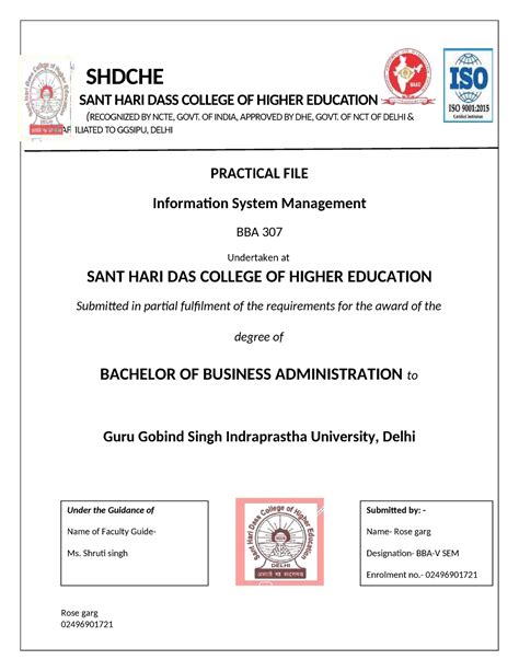 rose ism sem 5 submitted by name rose garg designation bba v sem
