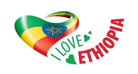 National Flag Of The Ethiopia In The Shape Of A Heart And The