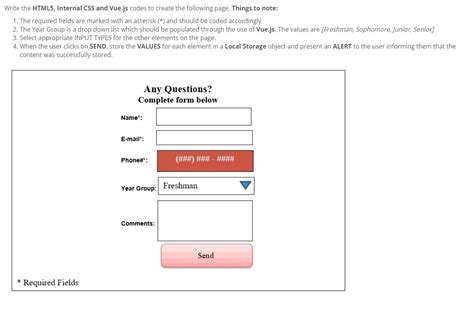 Solved Write The Html5 Internal Css And Vuejs Codes To