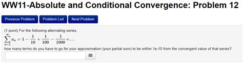 solved ww11 absolute and conditional convergence problem 12