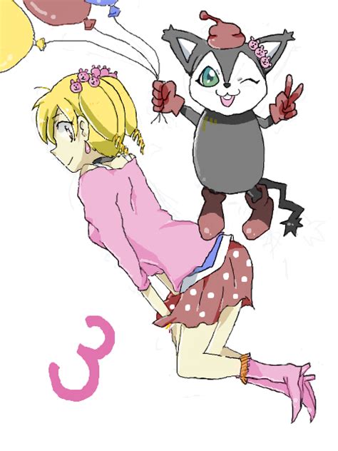 Opossummon Suzaki Airu Digimon Blonde Hair Blush Hair Ornament Hairpin Long Hair Pink