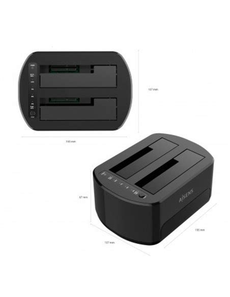 Aisens Asds D03b Docking De Doble Bahia Asds D02w Sata 2 5 3 5 A Usb 3 0 3 1 Gen1 Clone Negro