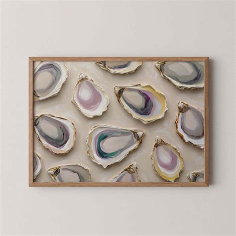 Vintage Oyster Shell Wall Art Antique Nautical Print Rustic Coastal