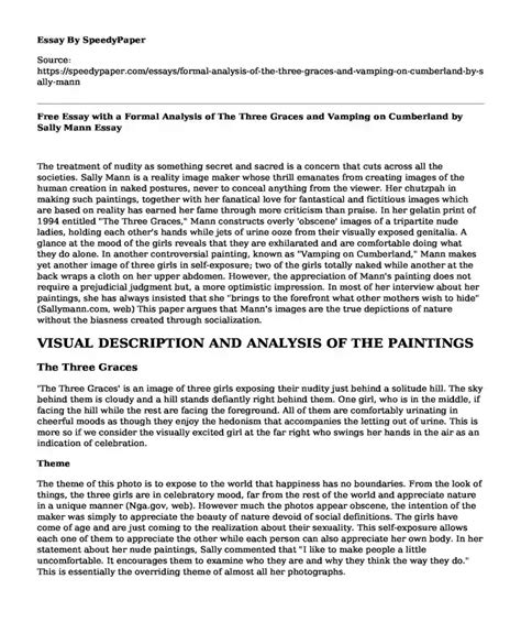 📗 Free Essay With A Formal Analysis Of The Three Graces And Vamping On