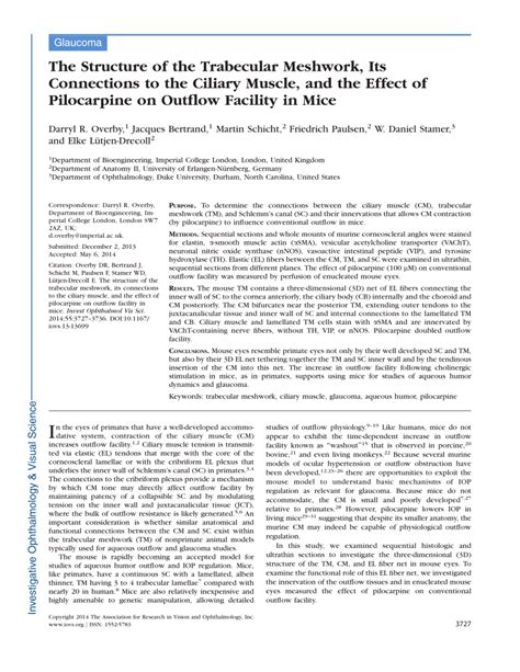 Pdf The Structure Of The Trabecular Meshwork Its Connections To The