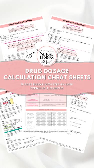 Dosage Calculaton Cheat Sheets For Nursing School Iv Drip Rate Infusion