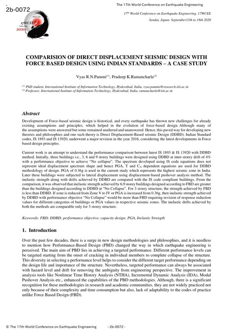 Pdf Comparision Of Direct Displacement Seismic Design With Force